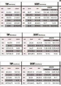 Cheer uniform size chart – Ridgedale Athletic Association